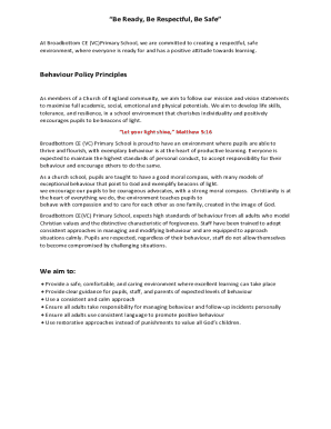 Fillable Online Be Ready, Be Respectful, Be Safe Behaviour Policy ... Fax Email Print - pdfFiller