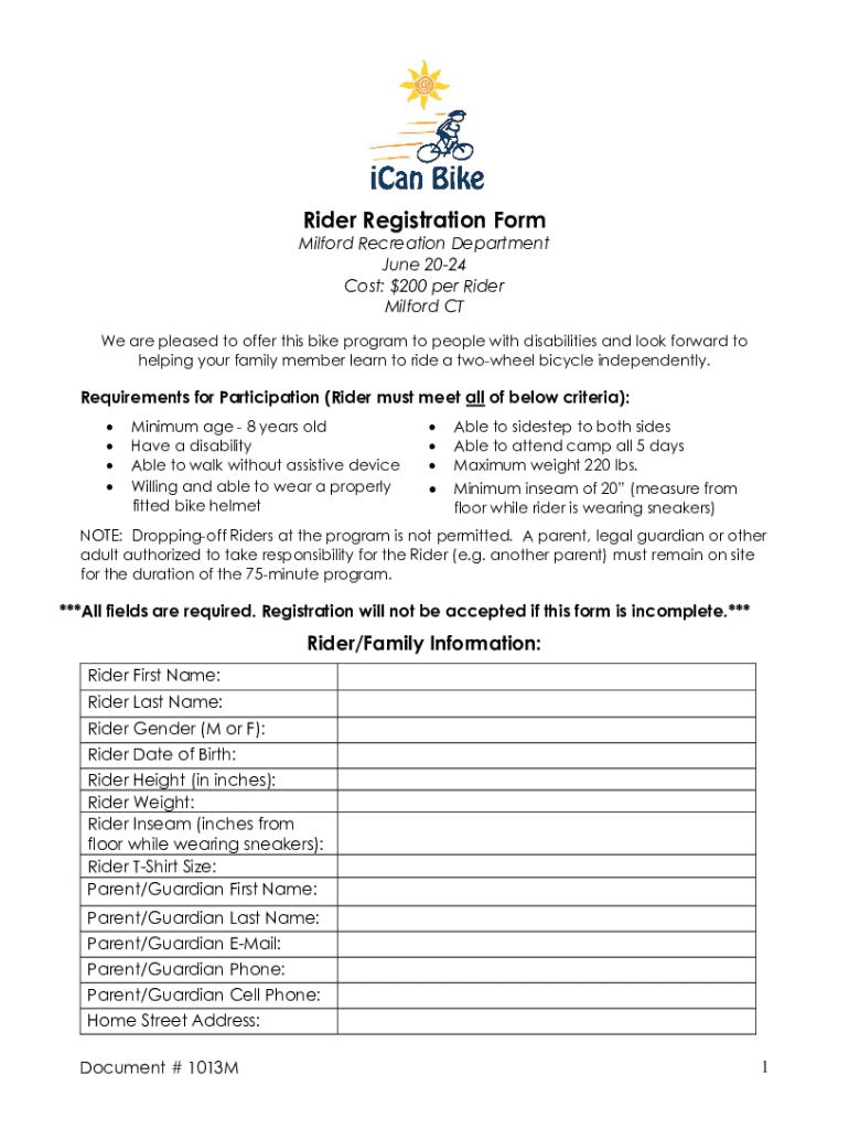 Fillable Online iCan-Bike-Rider-Registration-Form-1-1 Fax Email Print ...