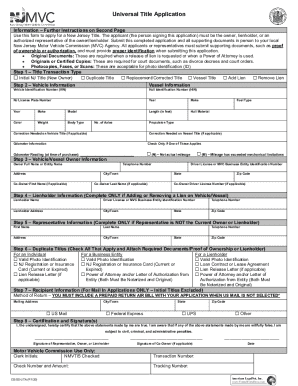 Fillable Online Fillable Universal Title Application (The State of New ...
