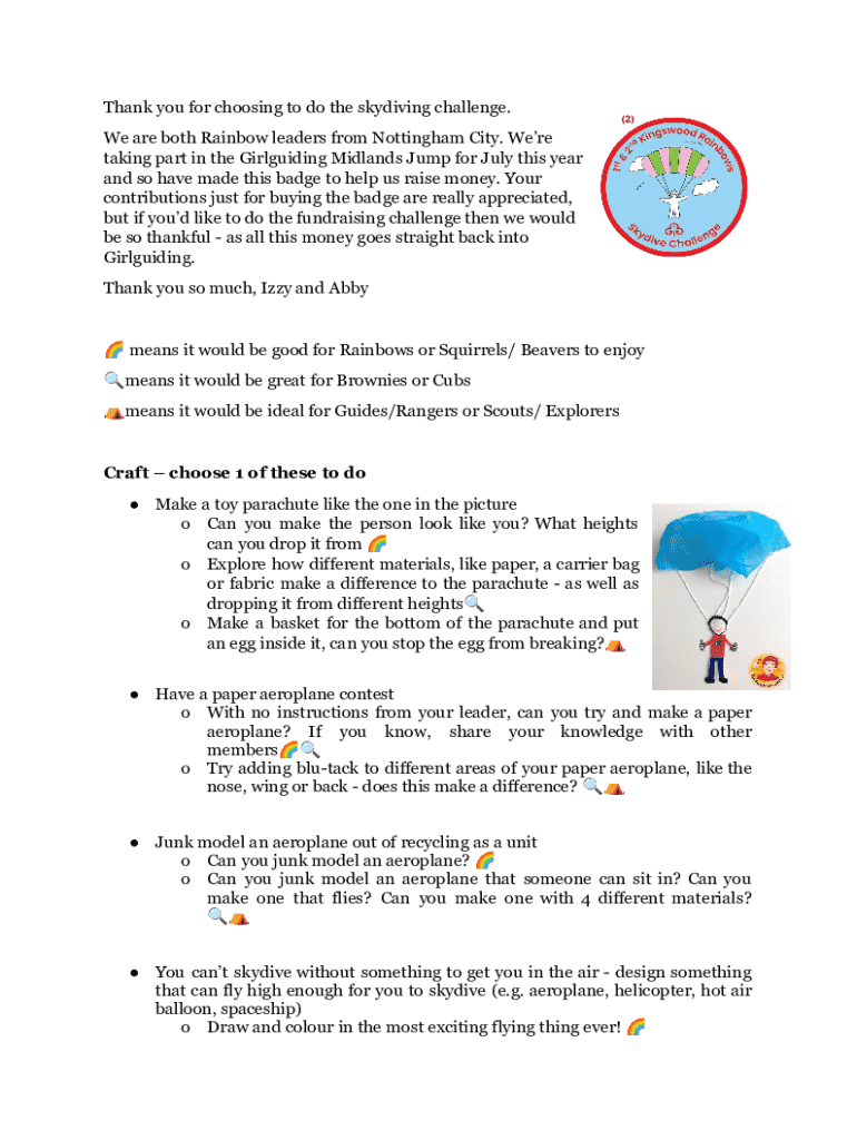 Fillable Online Skydiving & Leadership - Ready...Set...Jump! Fax Email ...