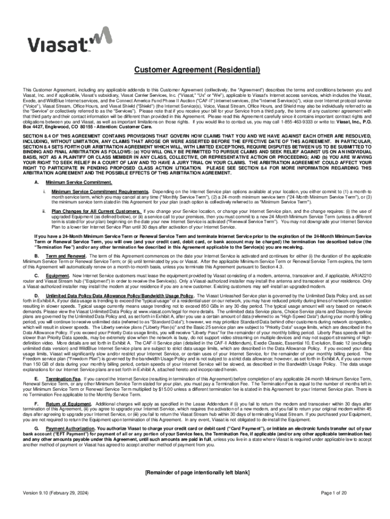 Fillable Online Fillable Online This Customer Agreement, including any ...