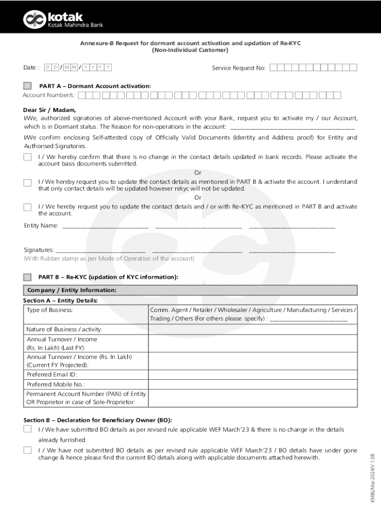 Fillable Online Annexure D- Request Letter for Activation of Account of ...