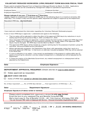 Fillable Online Voluntary Reduced Workweek (VRW) Request Form 2024 ...