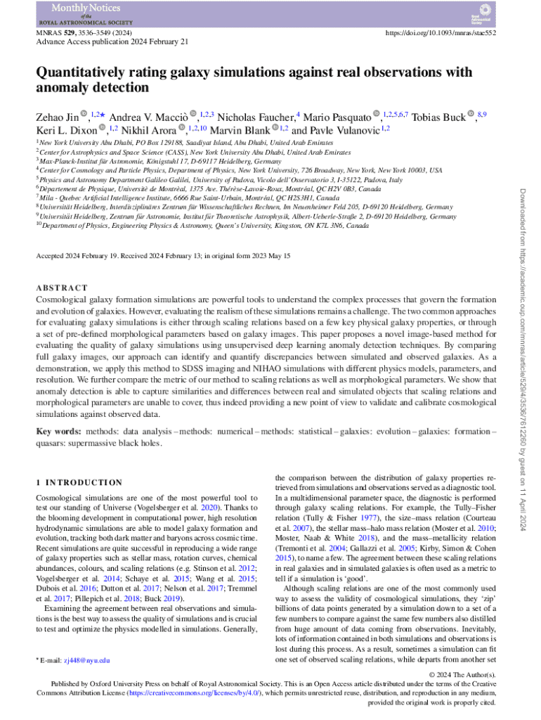 Fillable Online Quantitatively rating galaxy simulations against real observations with anomaly ...