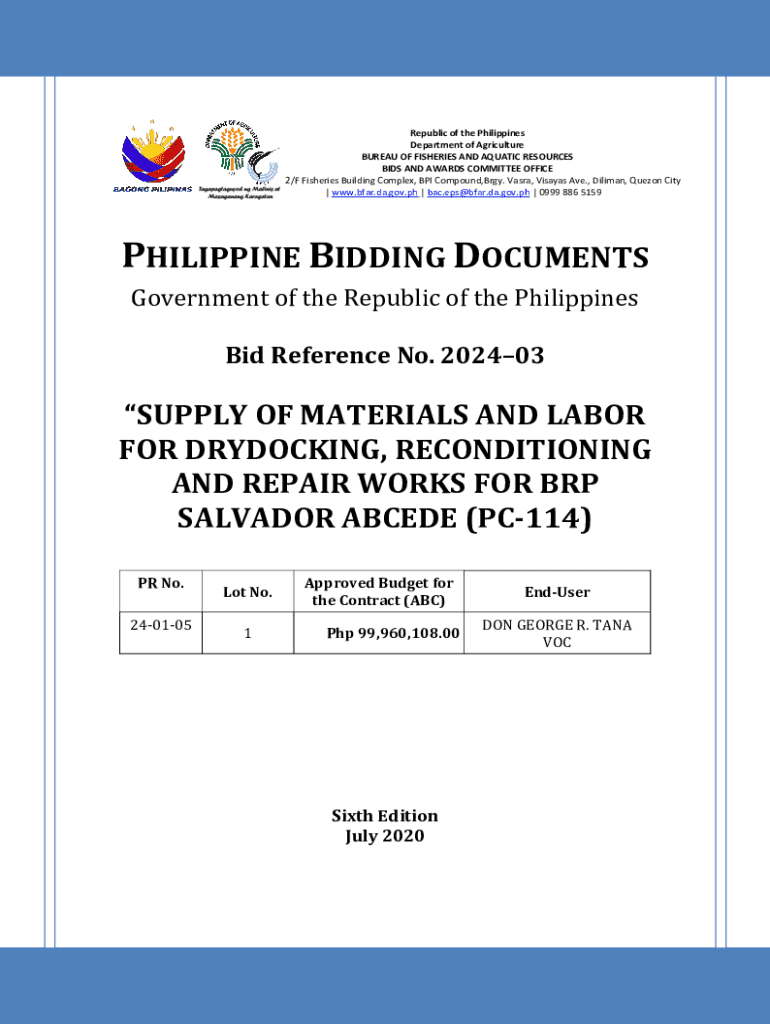 Fillable Online SUPPLY OF MATERIALS AND LABOR FOR DRYDOCKING ... - BFAR Fax Email Print - pdfFiller