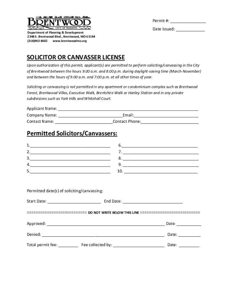 Fillable Online City of Brentwood, MO Building Permits and Certificate ...