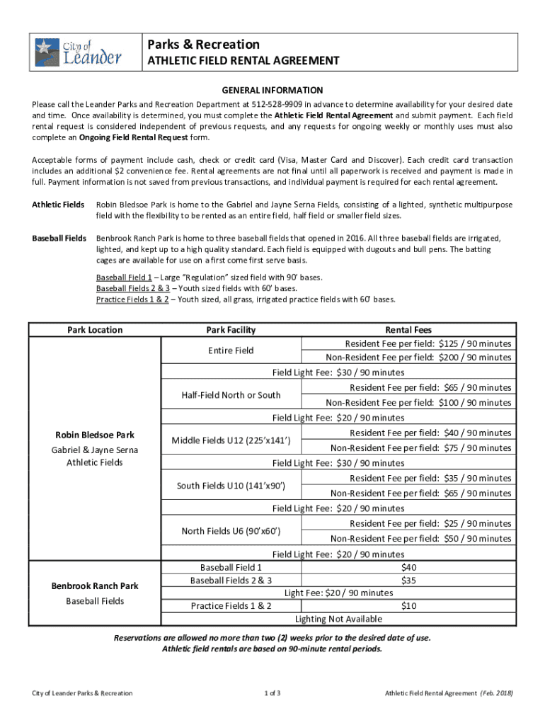 Fillable Online Athletic Field Facility Rental RequestGeorgetown Parks ... Fax Email Print ...