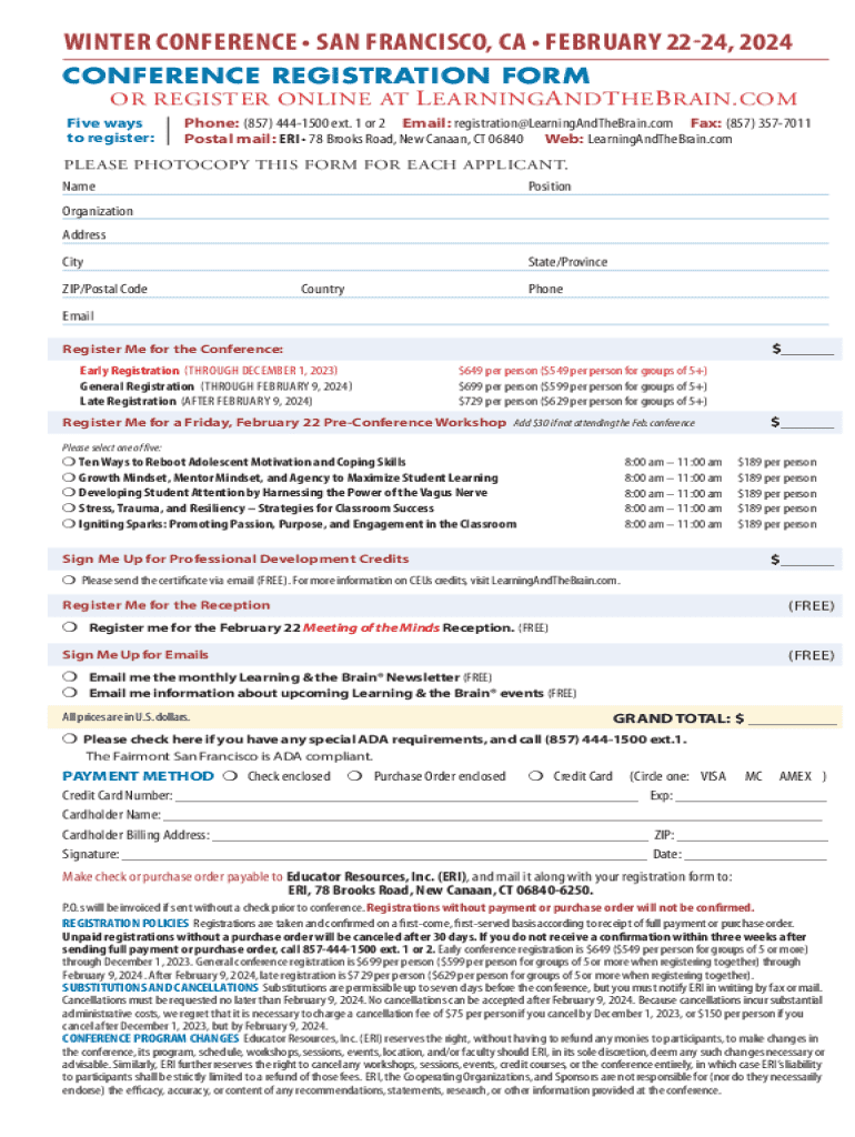 Fillable Online Fillable Online Learning and the Brain Winter ...