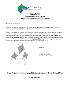 Fillable Online Senior Information Packet (Senior Activities Contract ...