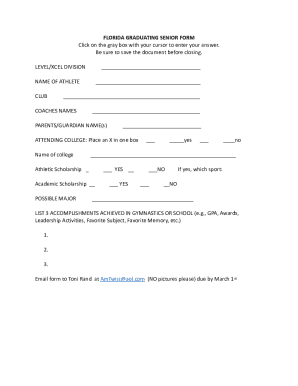 Fillable Online Fillable GRADUATING SENIOR FORM NEW 2024 Fax Email ...