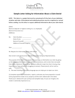Fillable Online Sample Letter Asking for Information About a Claim ...