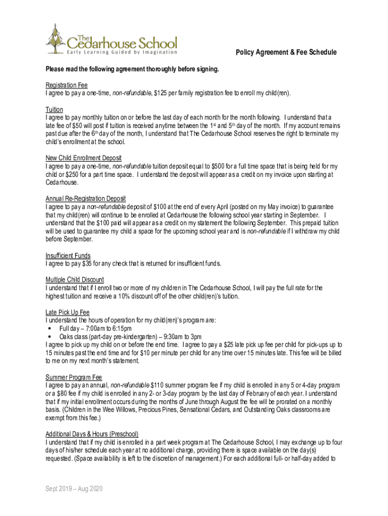 Fillable Online Policy Agreement & Fee Schedule Fax Email Print - pdfFiller