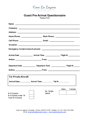 Fillable Online Creating a Guest Arrival Form Fax Email Print - pdfFiller