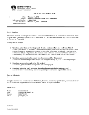 6. Solicitation Addendum BOP-1305 for ... Doc Template | pdfFiller