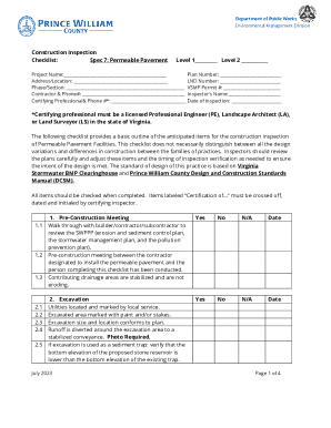 Fillable Online 7. Permeable Pavement Inspection Checklist. ... Fax ...