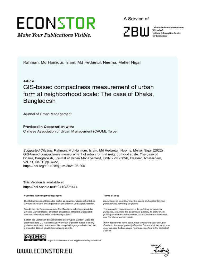 Fillable Online GIS-based compactness measurement of urban form at ...