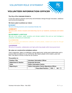 Fillable Online volunteer role statement - volunteer information ...