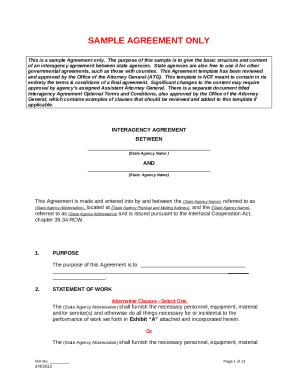 Interagency Agreement Template Doc Template | pdfFiller