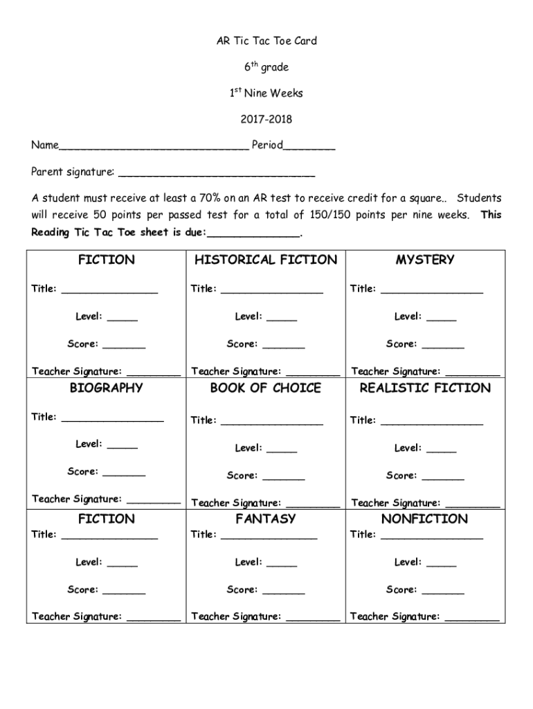 Fillable Online Bogle Junior High AR Reading Log Fax Email Print ...