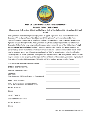 Fillable Online ACE Agreement 01 Agricultural Operations Fax Email ...