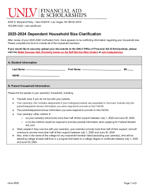 Fillable Online 2023-2024 Dependent Household Size Clarification Form Fax Email Print - pdfFiller