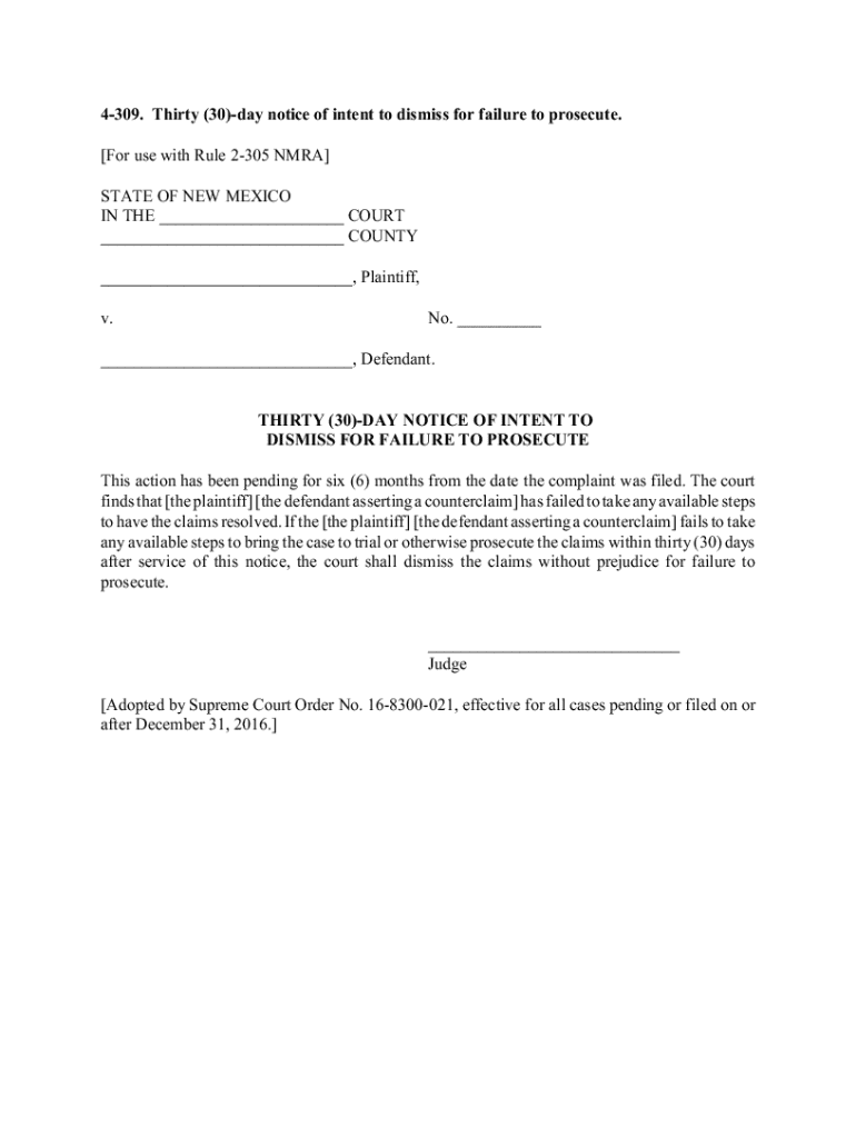 Fillable Online day notice of intent to dismiss for failure to ...