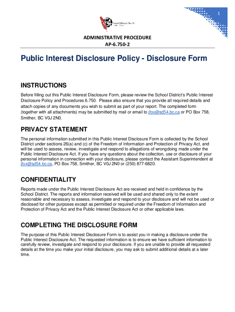 Fillable Online 6.750-2 AP - Public Interest Disclosure Policy ...