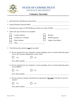 Fillable Online Licensing Voluntary Surrender Form Fax Email Print ...