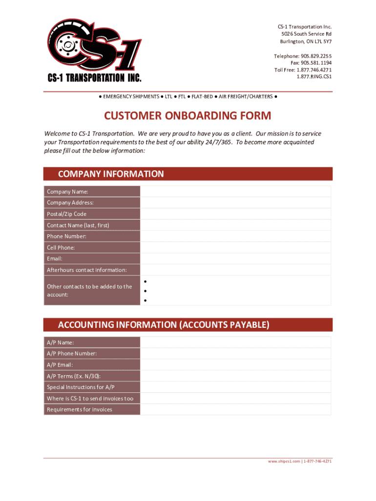 Fillable Online Customer Onboarding Form (005).docx Fax Email Print ...