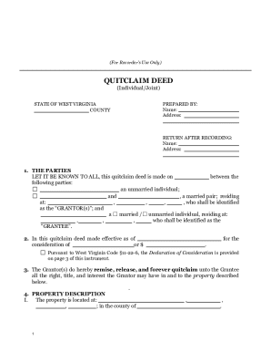 Fillable Online West Virginia Quitclaim Deed Template Fax Email Print ...