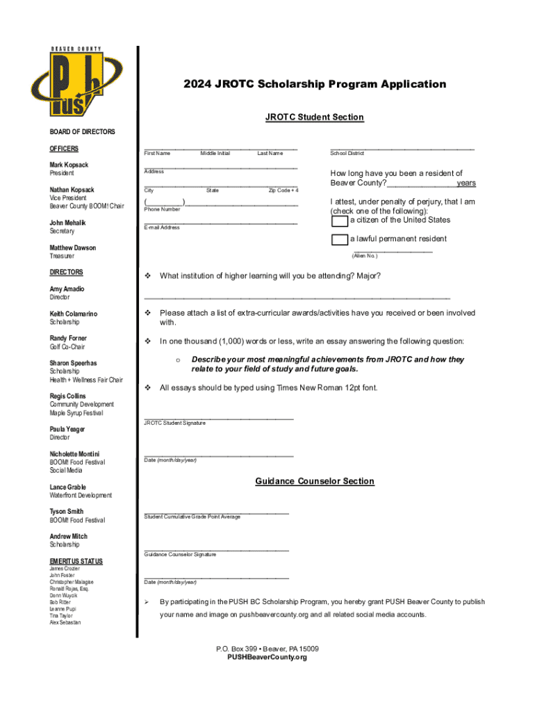 Fillable Online JROTC Student Section Fax Email Print - pdfFiller