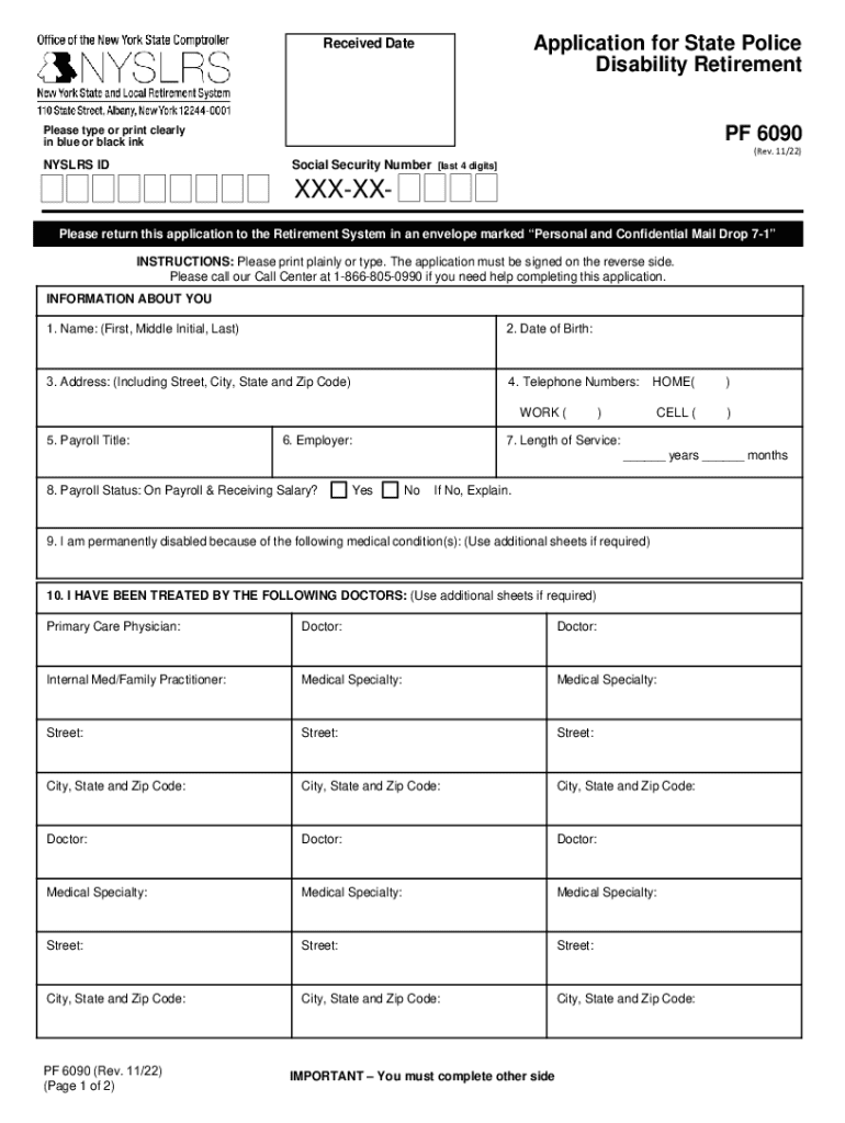 Fillable Online Application for State Police Disability Retirement ...