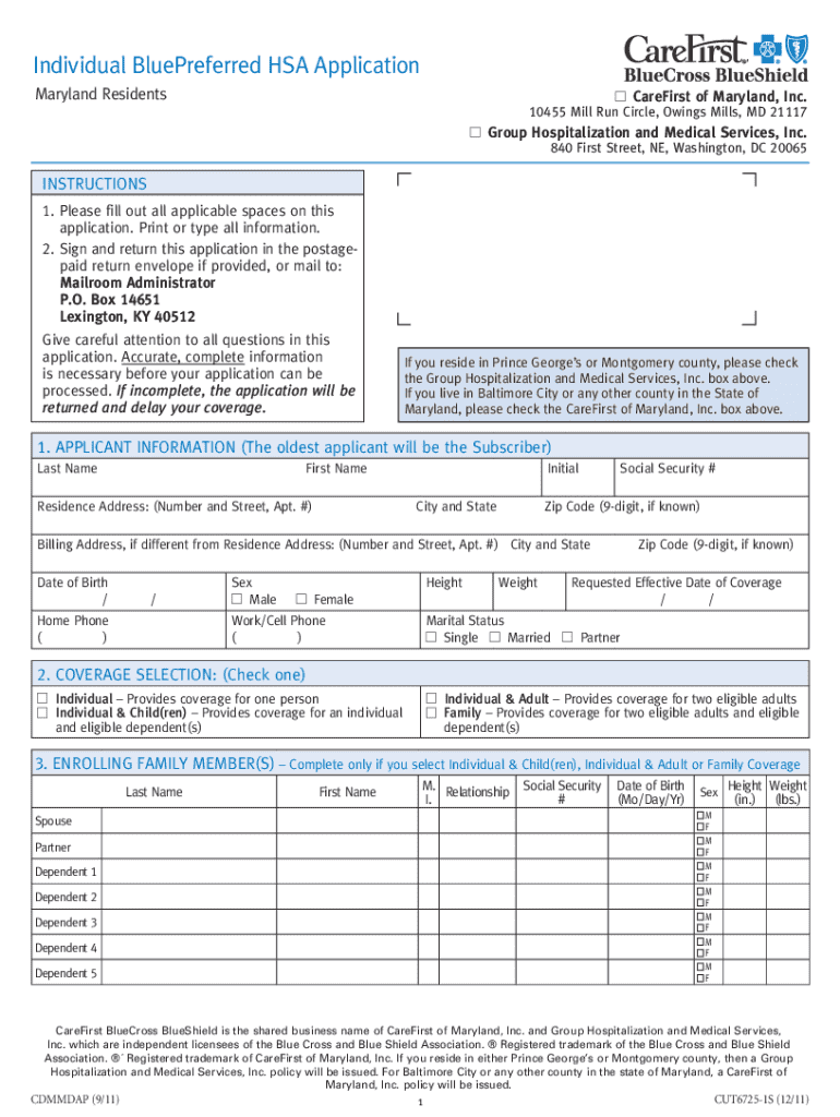 Fillable Online Group Hospitalization and Medical Services ...