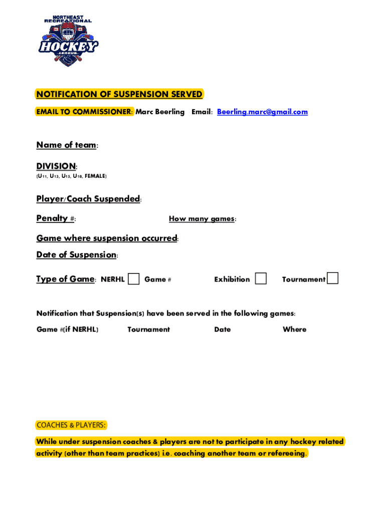 Fillable Online Suspension served Form Fax Email Print - pdfFiller