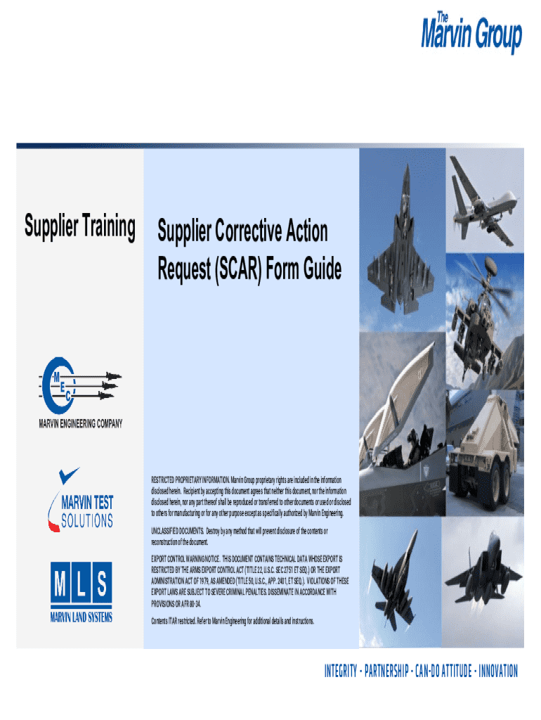 Fillable Online Supplier Corrective Action Request (SCAR) Form Guide ...