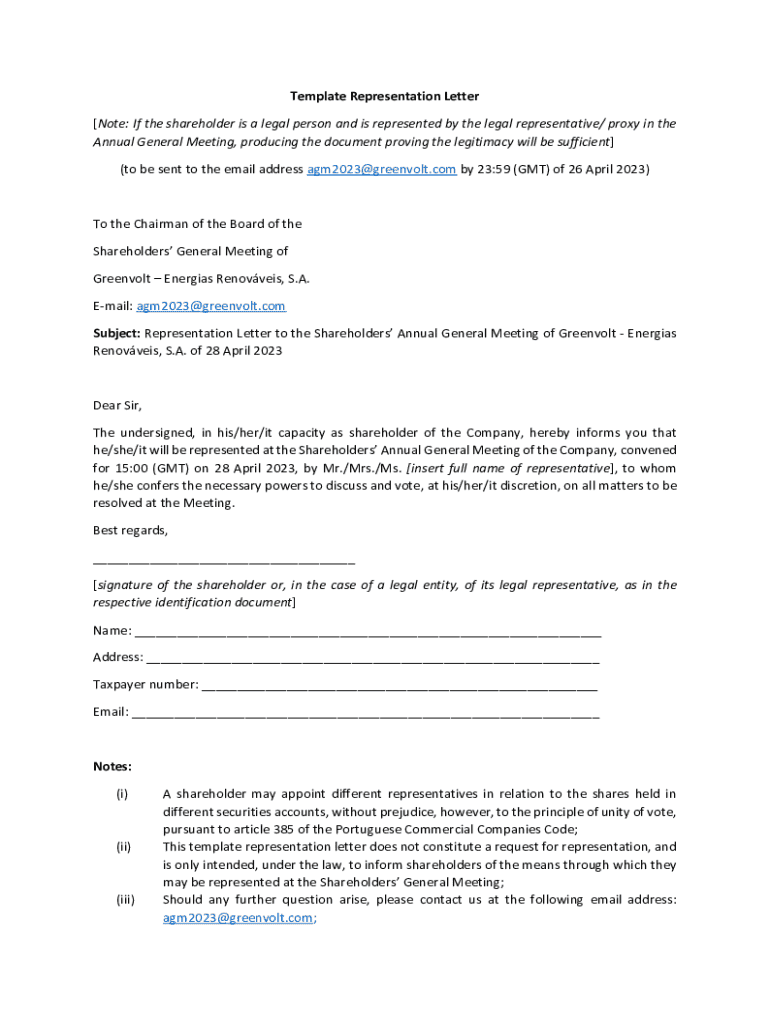 Fillable Online Template of Letter of participation to the Shareholders ...