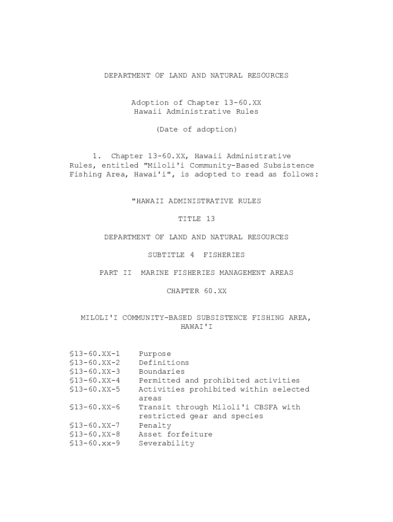 Fillable Online Map of the Miloli'i Community-Based Subsistence Fishing ...