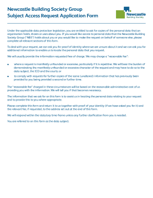Fillable Online Newcastle Building Society Group Subject Access Request ...