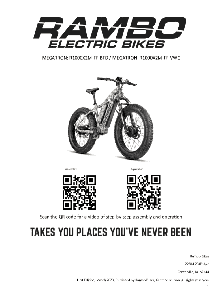 Fillable Online Rambo Megatron 1000w Dual AWD All Wheel Drive eBike Fax Email Print - pdfFiller