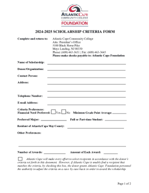 Fillable Online 2024-2025 SCHOLARSHIP CRITERIA FORM. SCHOLARSHIP ...