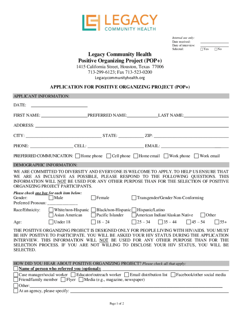 Fillable Online Legacy Community Health Services, Inc. Fax Email Print ...