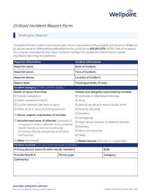Fillable Online Molina Healthcare of Washington, Inc. Critical Incident ...