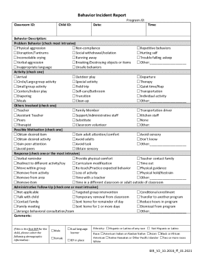 Fillable Online Behavior Incident Report - Accent Therapeutic Services ...