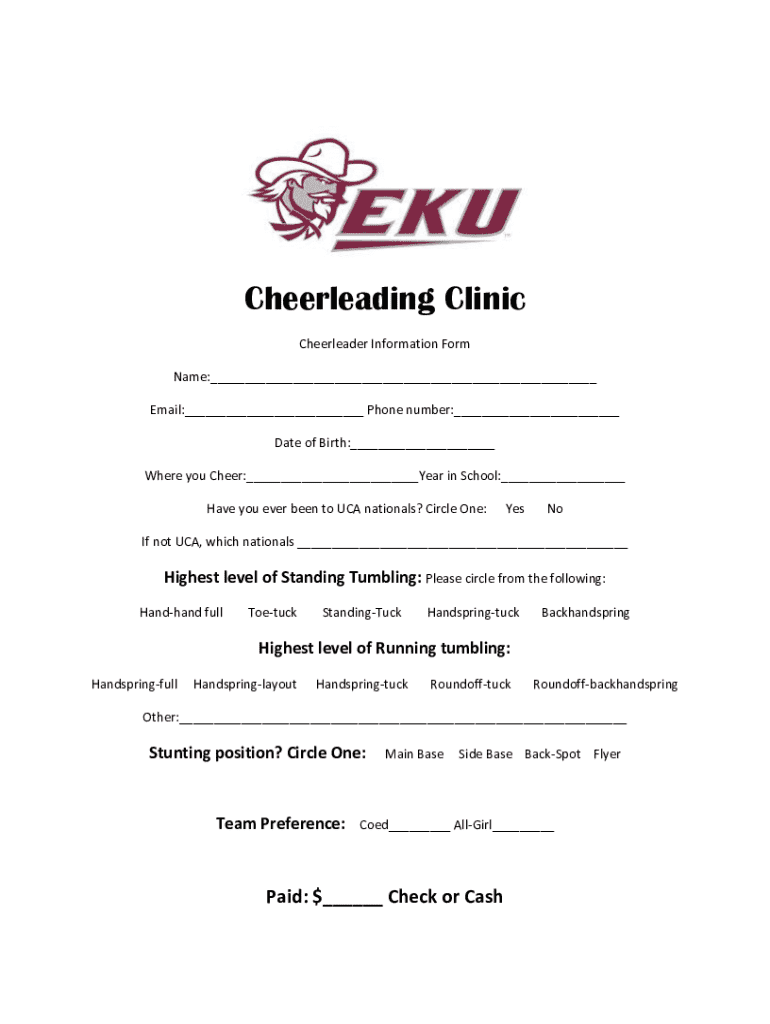 Fillable Online UCA College NationalsUniversal Cheerleaders Association Fax Email Print - pdfFiller