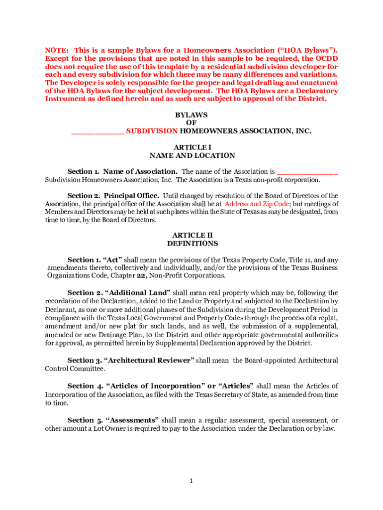 Fillable Online HOA - Template Revised as of 101223 Fax Email Print ...