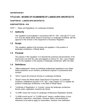 Fillable Online Rules and Regulations for Landscape Architects - Rhode ...