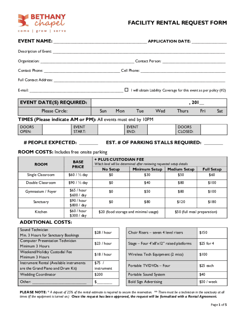 Fillable Online Facility Rental Request Form - Calgary Fax Email Print - pdfFiller
