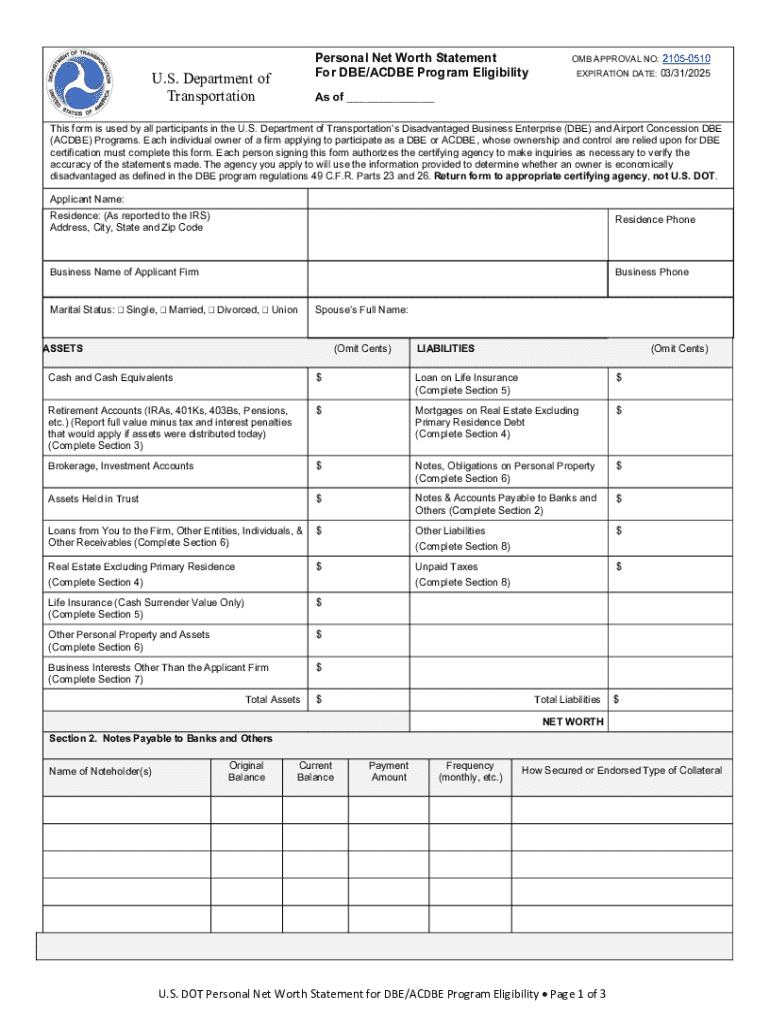 Fillable Online Personel Networth Statement. PNW Statement Form Fax ...