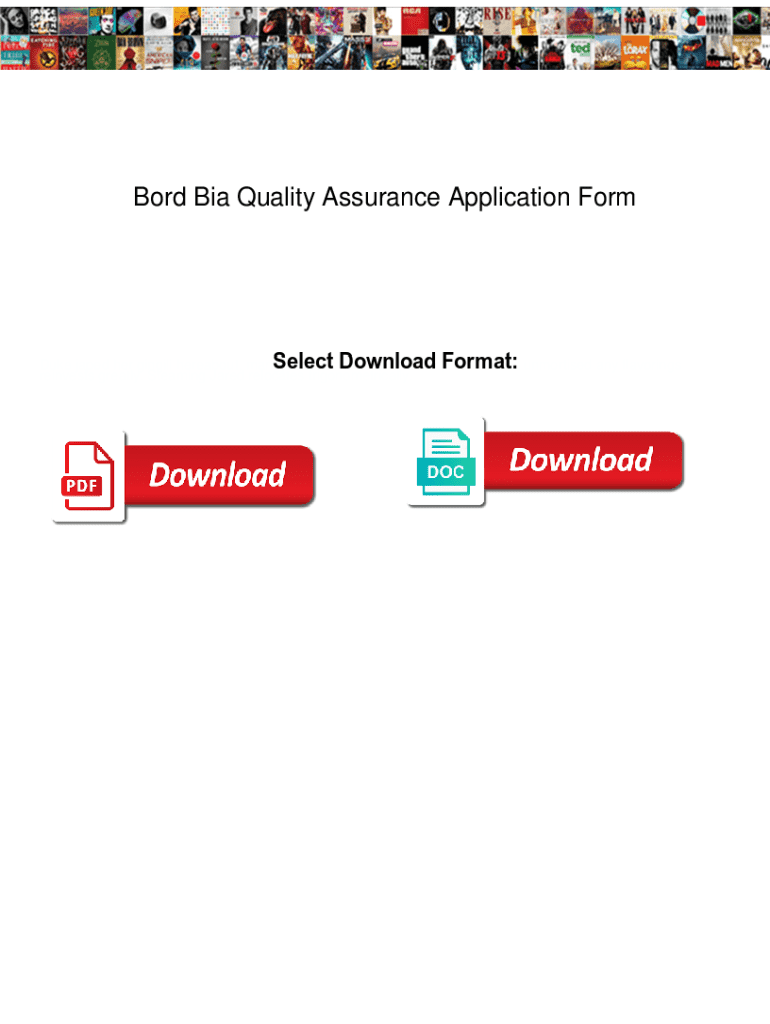Fillable Online Bord Bia Quality Assurance Application Form firm. Bord ...