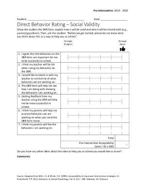 Fillable Online Directions for Using a Direct Behavior Rating (DBR ...